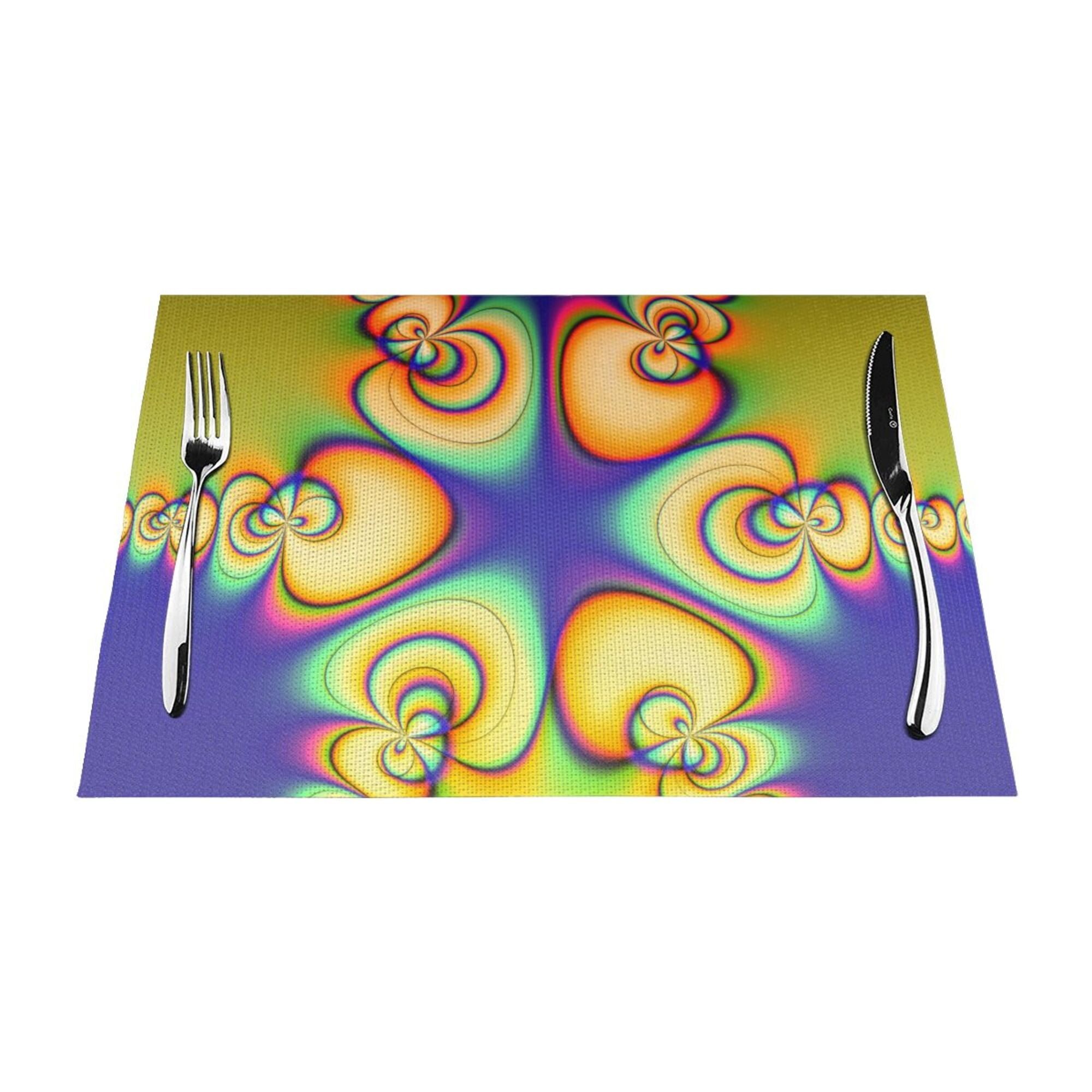 XMXY Woven Placemats Set of 4 PCS, Fractal Symmetry Template Table Mats ...