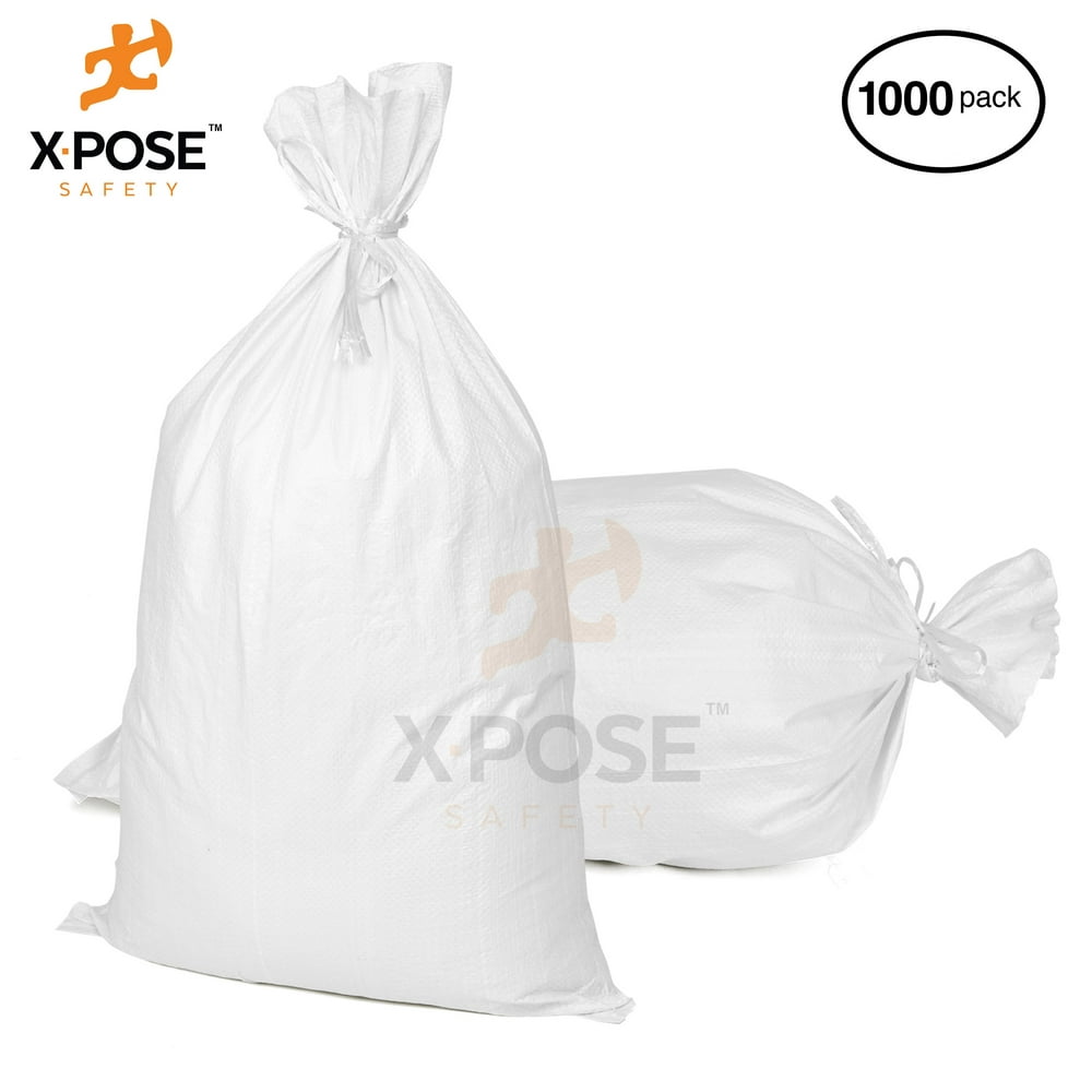 1000 Empty White Sand Bags w/Ties, Sandbag,Woven Polypropylene, 17" x ...