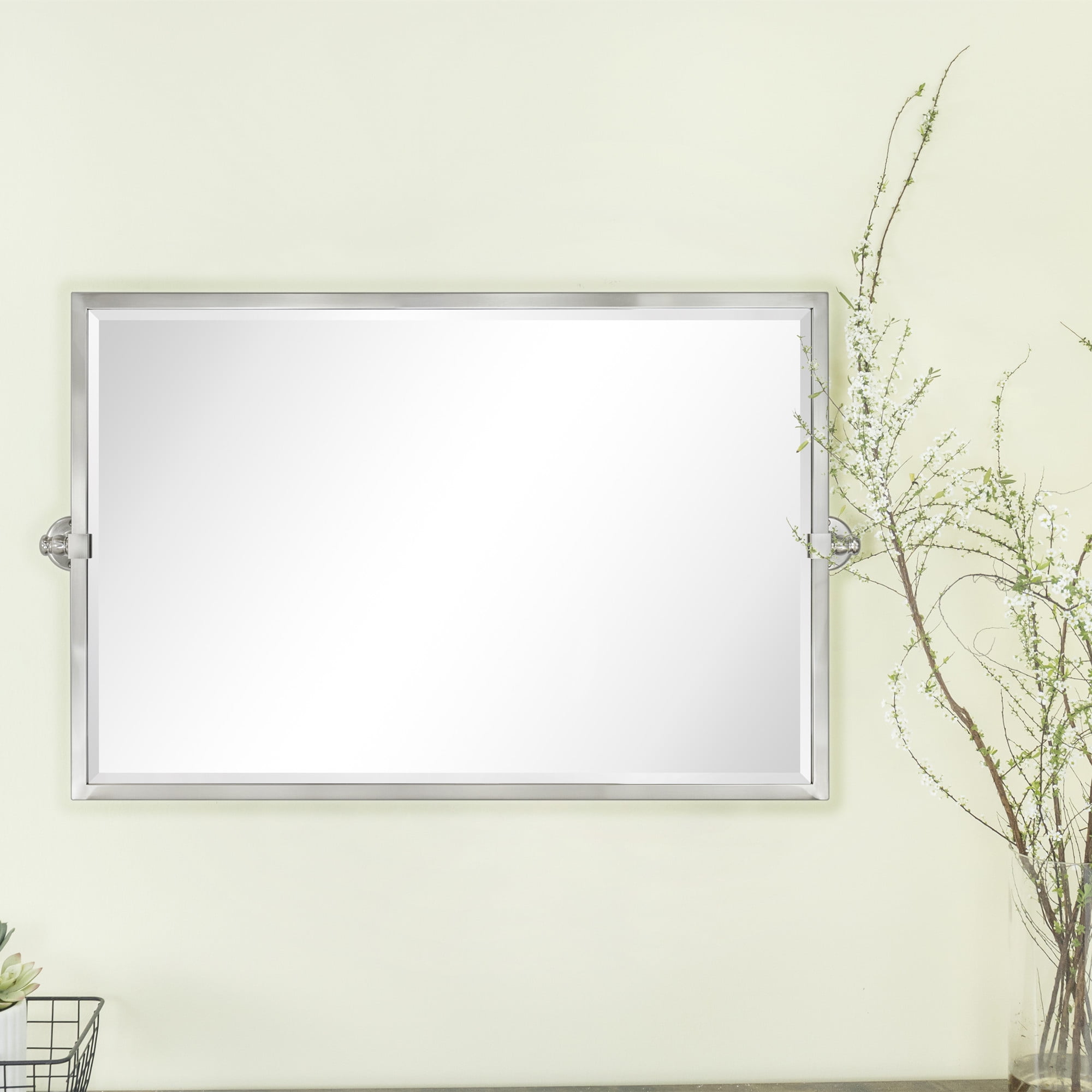 TEHOME 36x24'' Brushed Nickel Horizontal Pivot Rectangle Bathroom ...