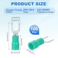 Insulated Fork Spade Connectors, 22-16AWG SV1.25-4 U-Type Tinned Copper ...