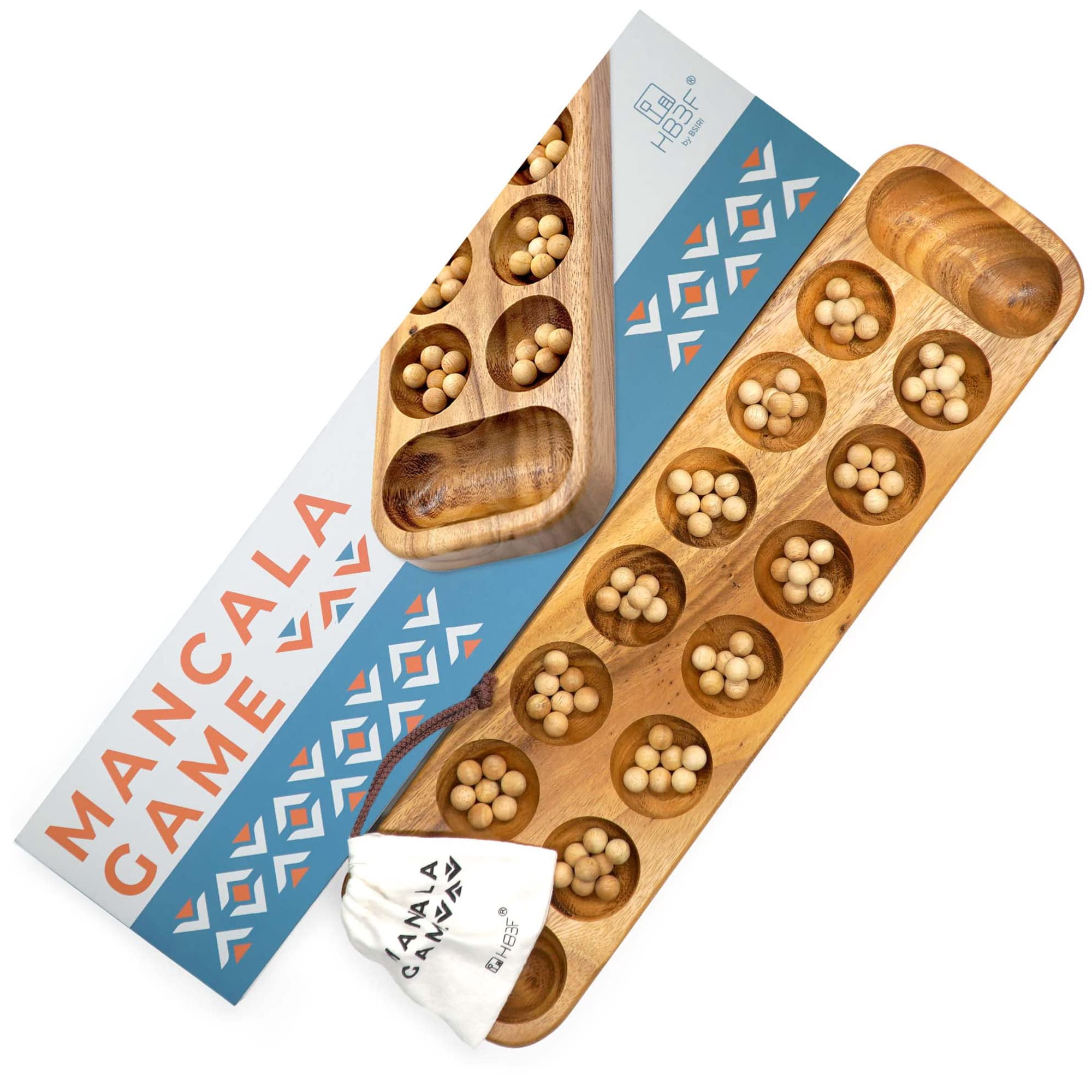 Juego de mesa Mancala BSIRI de madera con 72 bolas para familia y niños ...