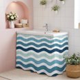 Cabinet Curtains 28"W x 51"L, Teal Blue Stripes Ombre Sink Skirt for ...