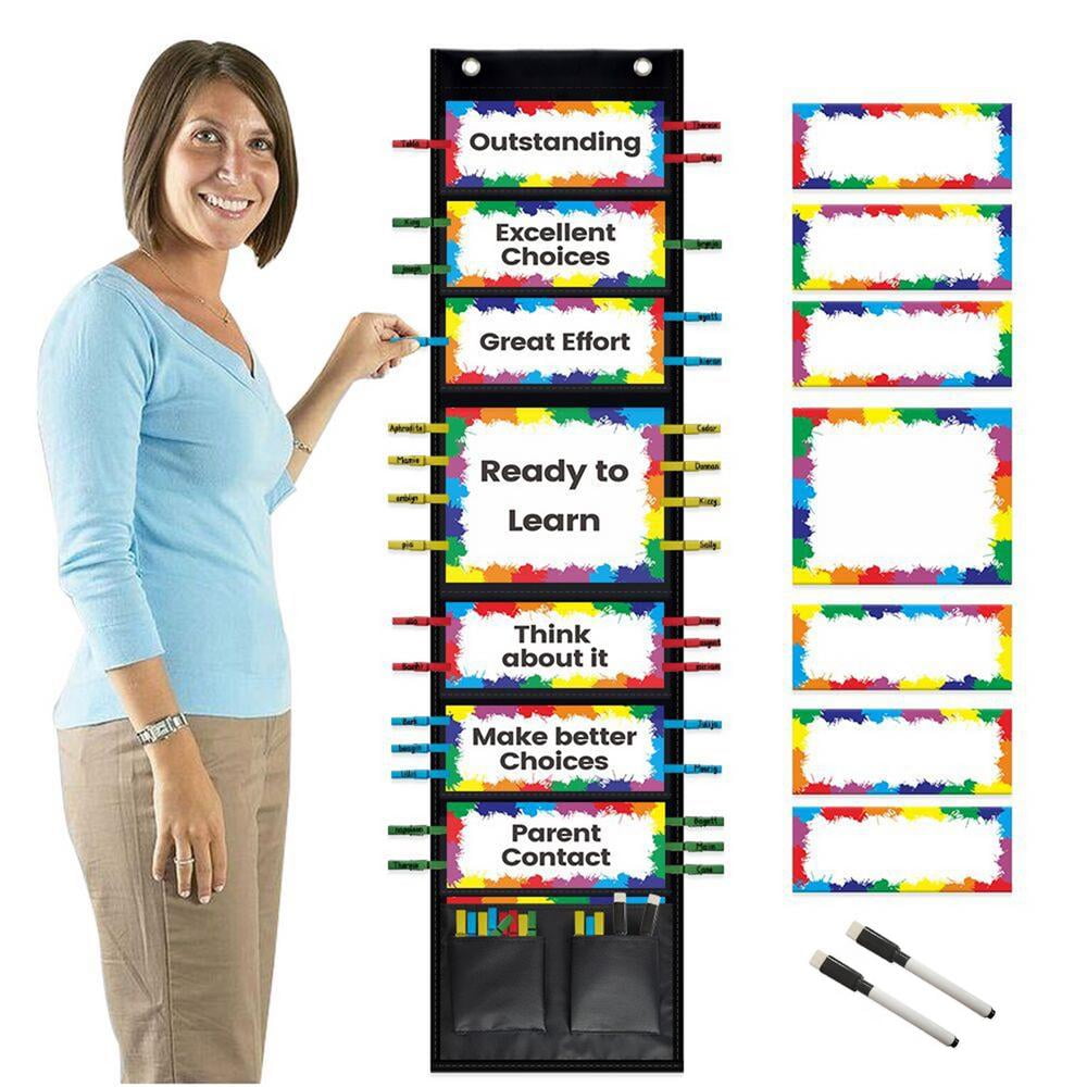 Buy Geruite Student Behavior Pocket Chart Classroom Good Behavior ...