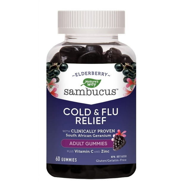 Nature's Way Sambucus Cold and Flu Relief Original Elderberry Gummies ...