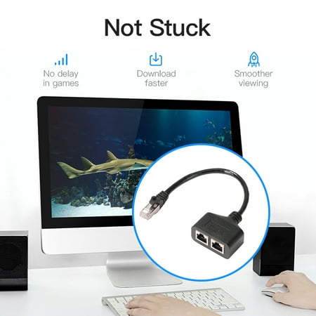 Clairlio RJ45 Ethernet Network Splitter Adapter PC 1 to 2 Plug Cable ...