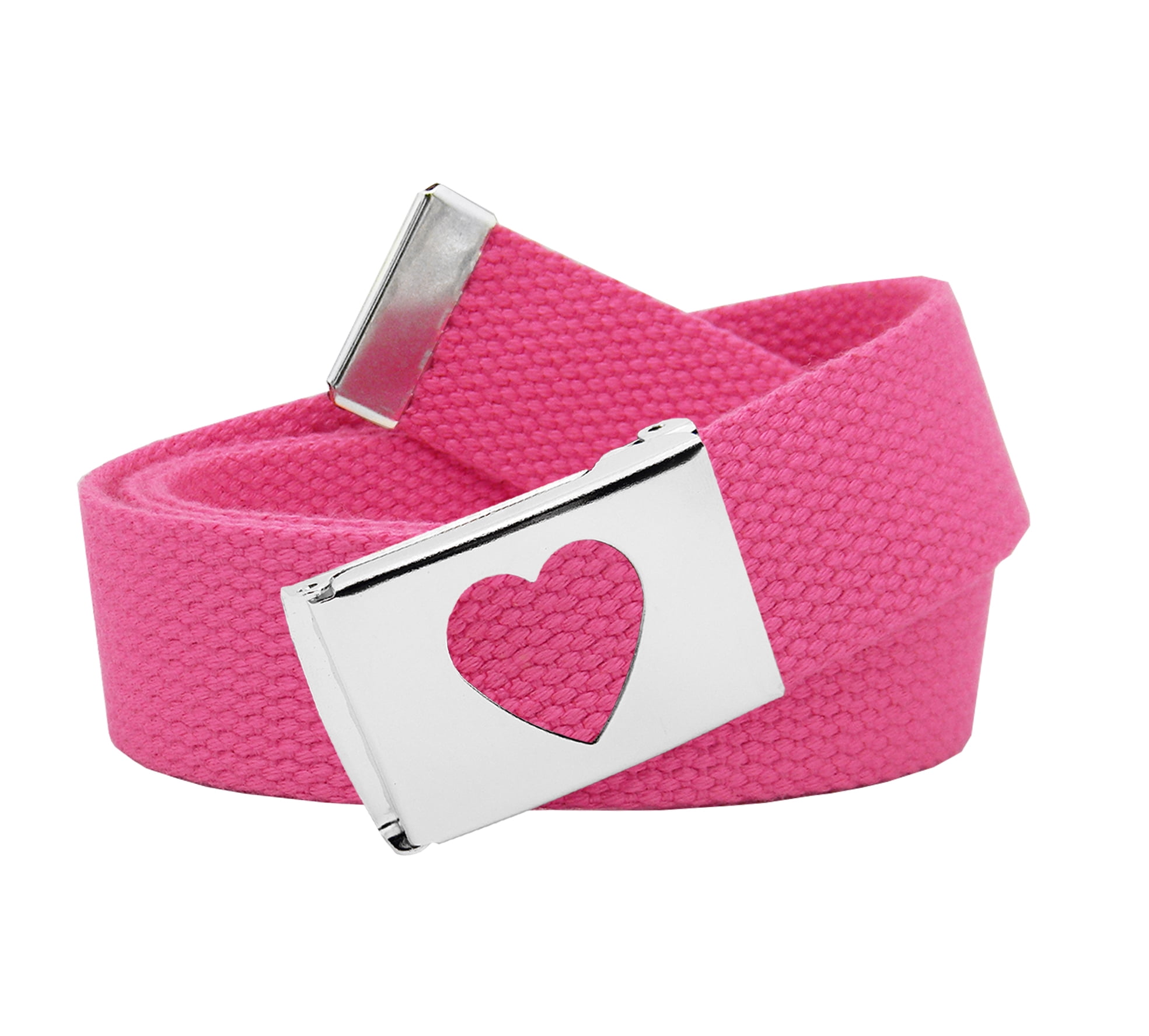 Girls School Uniform Silver Flip Top Heart Belt Buckle with Canvas Web ...