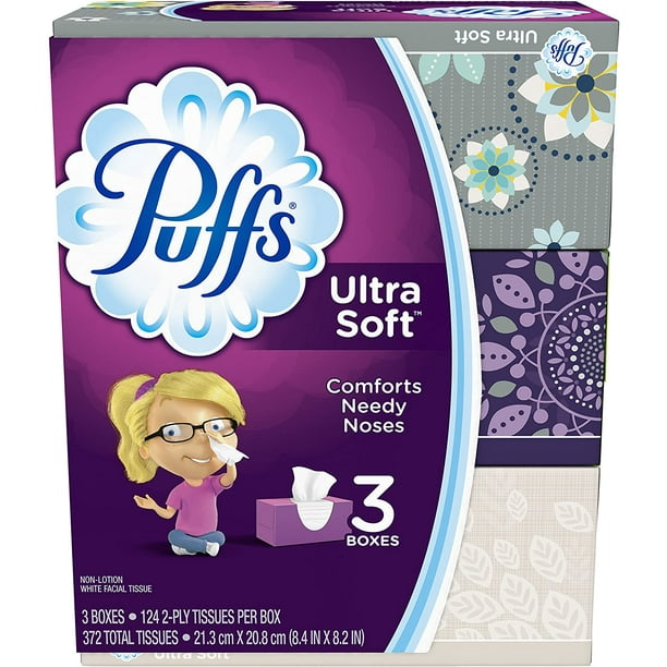 Puffs Ultra Soft Facial Tissues-124 ct, 3pk (Packaging may vary ...