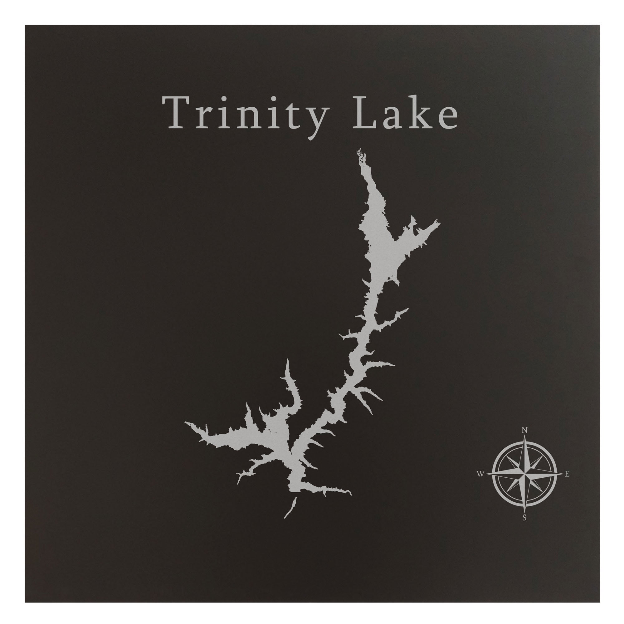 Trinity Lake Clair Engle Map 24x24" Black Metal Wall Art Office Decor ...