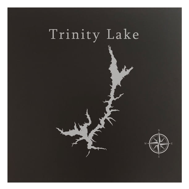 Trinity Lake Clair Engle Map 12x12" Black Metal Wall Art Office Decor ...