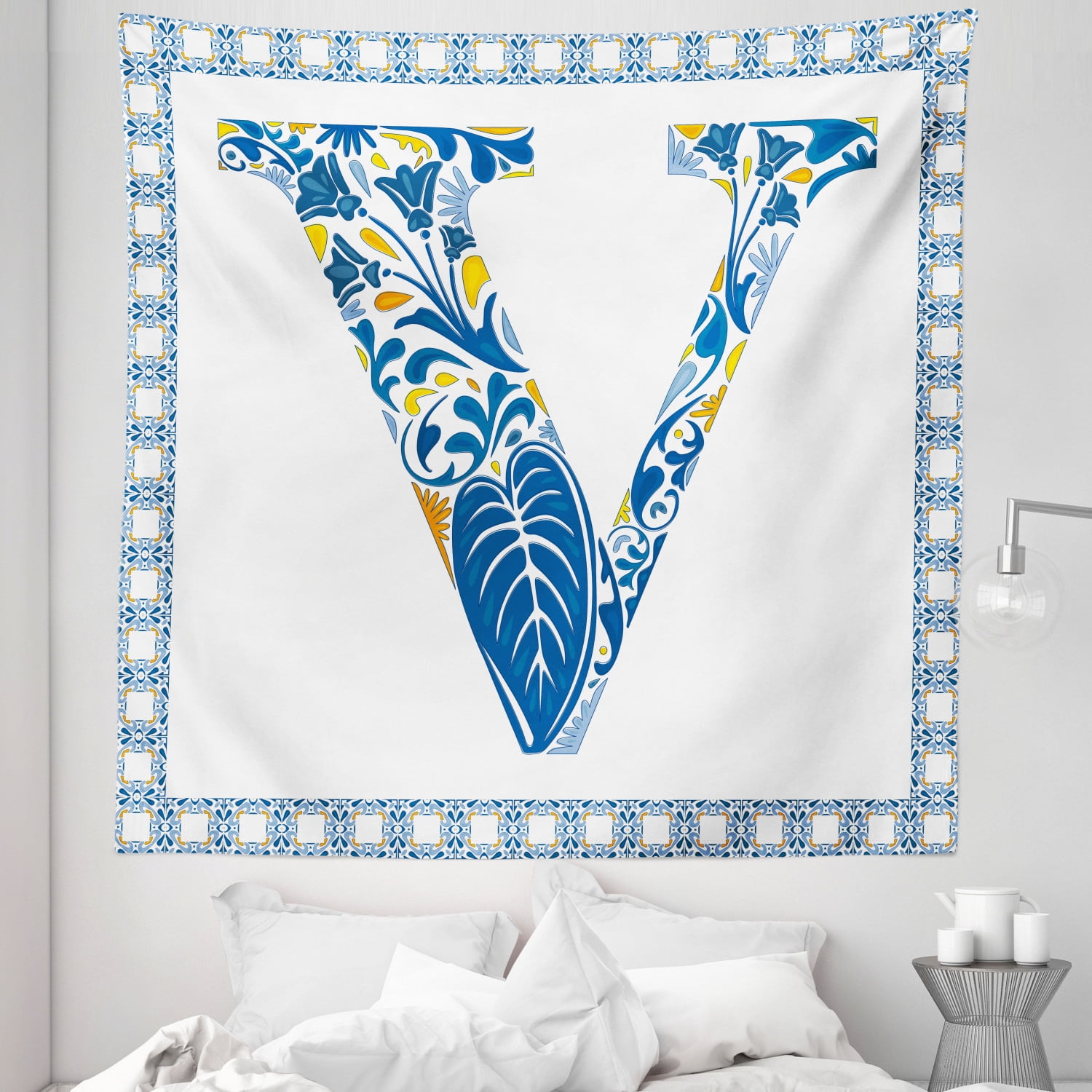 Letter V Tapestry, Traditional Portuguese Inspired Framework and ...