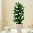 2 Pcs Artificial Camellia Trees with Spike, 17.7" Faux Camellia Flower ...