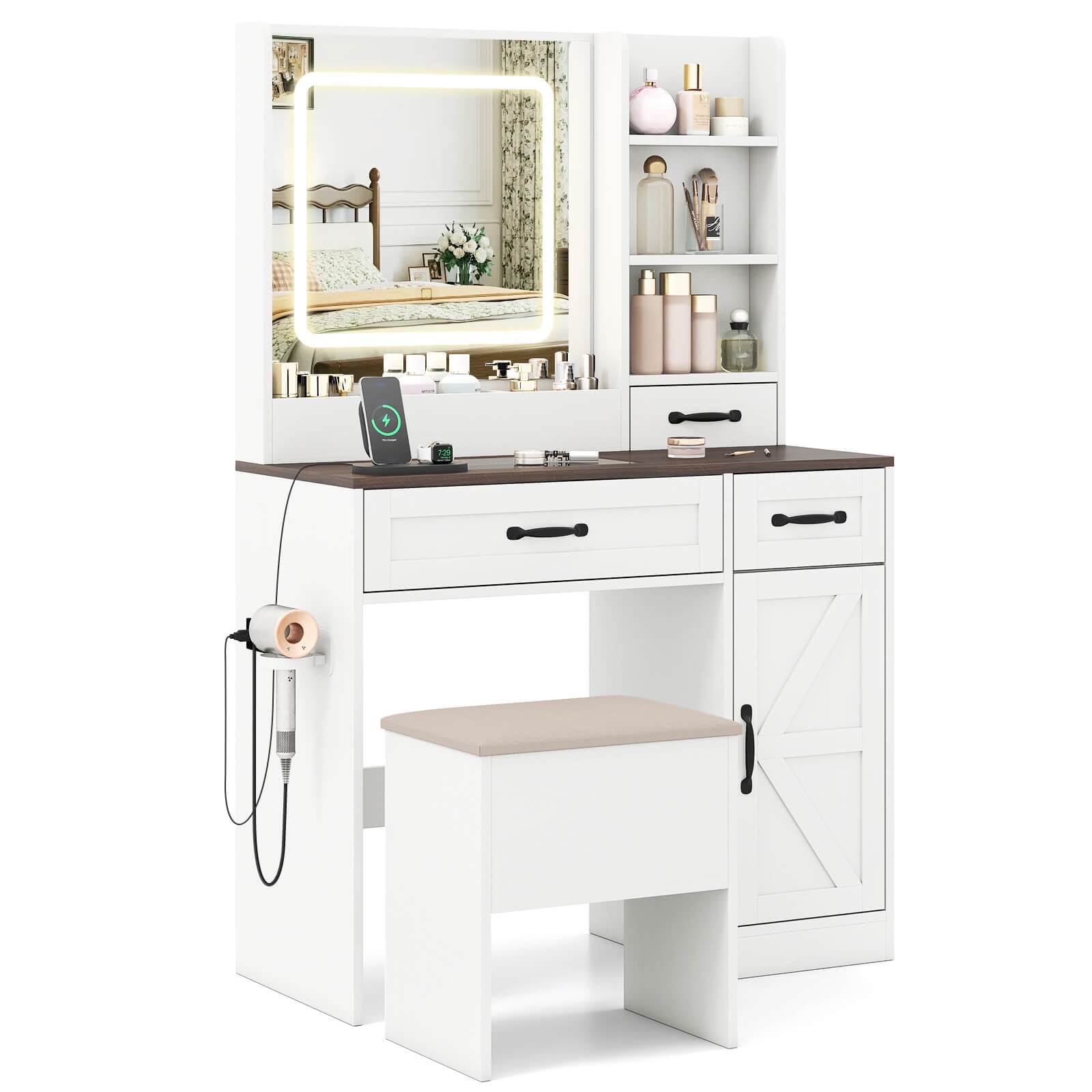Click here for Costway Vanity Desk With Mirror & Power Outlets Dr... prices
