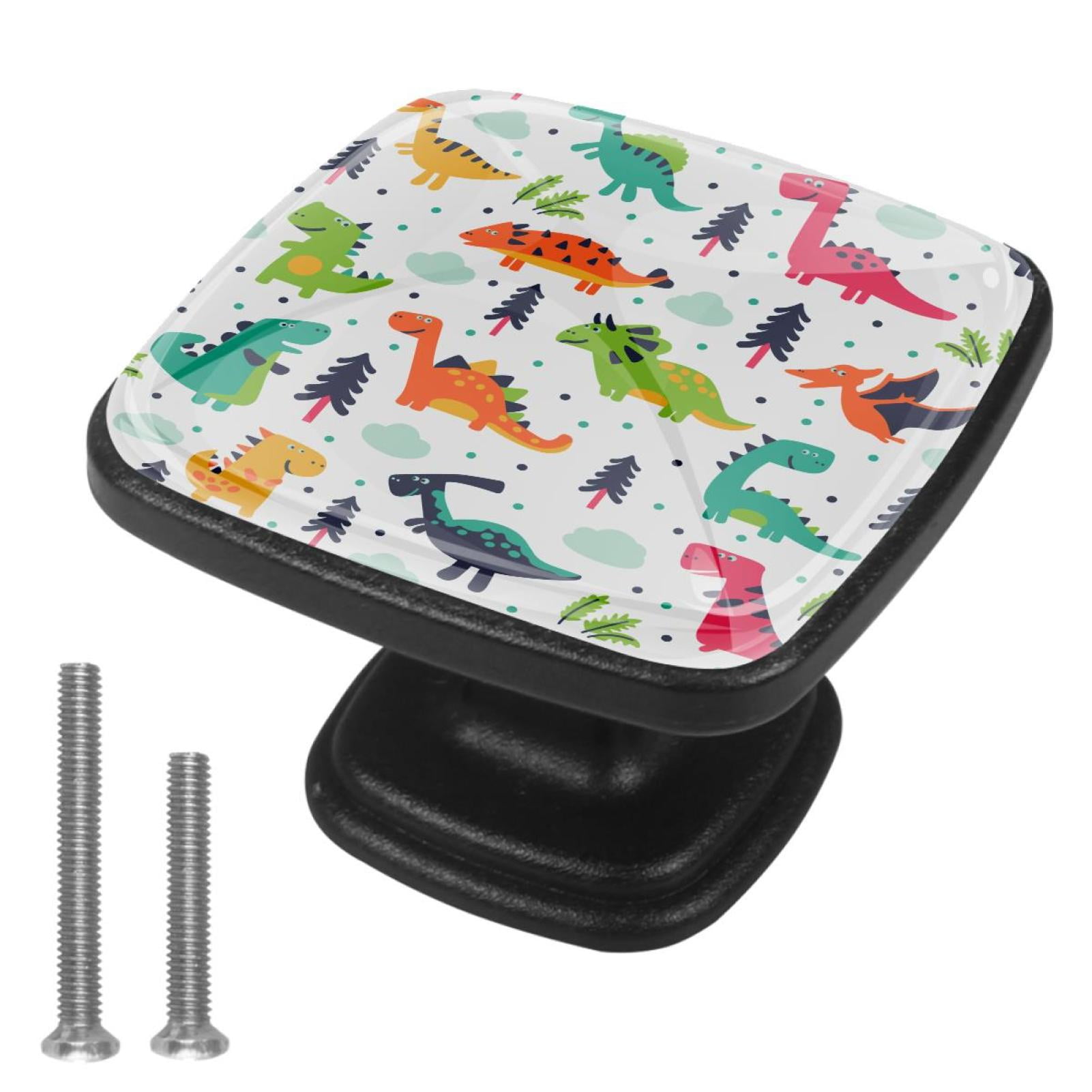 4 Pcs Cabinet Handle Drawer Pulls Dinosaur Knobs with Screws Square ...