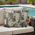 Brown Architecture Outdoor Waterproof Pillow Covers, Abstract City ...