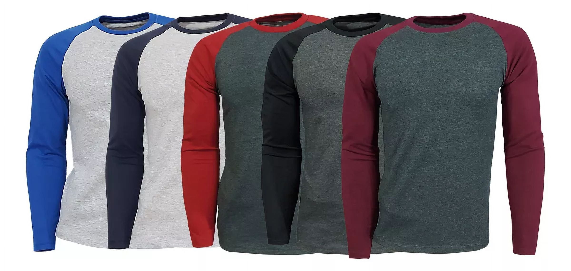 Paquete 5 Playeras Manga Larga Manga Ranglan Cuello Redondo | Walmart ...