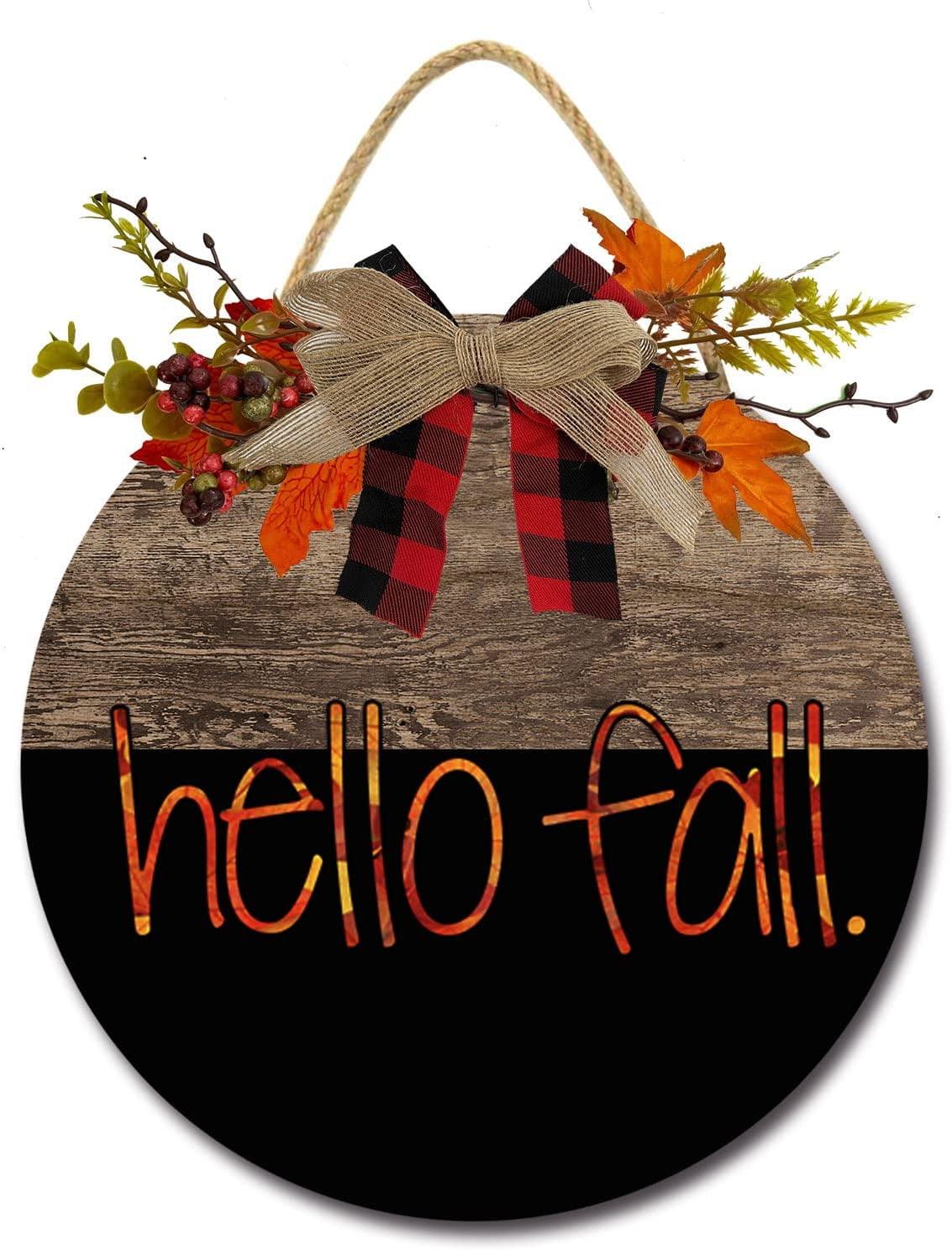 Eveokoki 11" Hello Fall Door Sign Thanksgiving Wreaths for Front Door ...