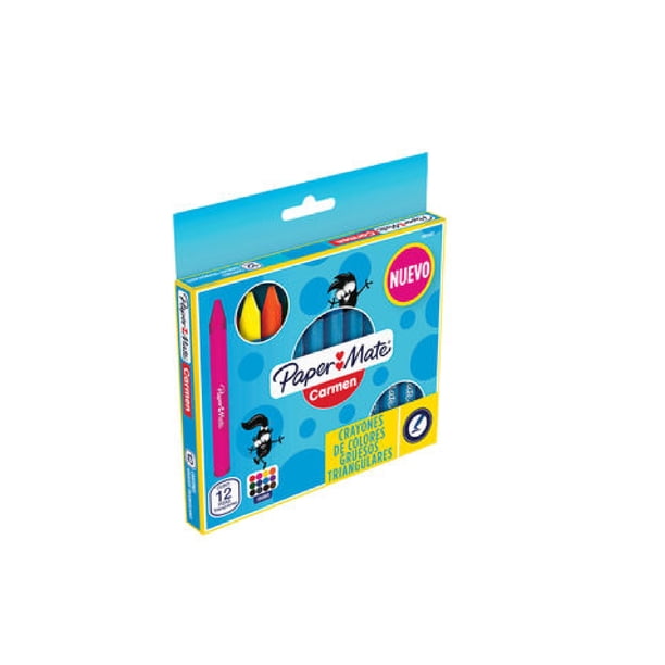 1 Caja con 12 pza de Crayones Paper Mate Triangular Grueso Paper Mate ...