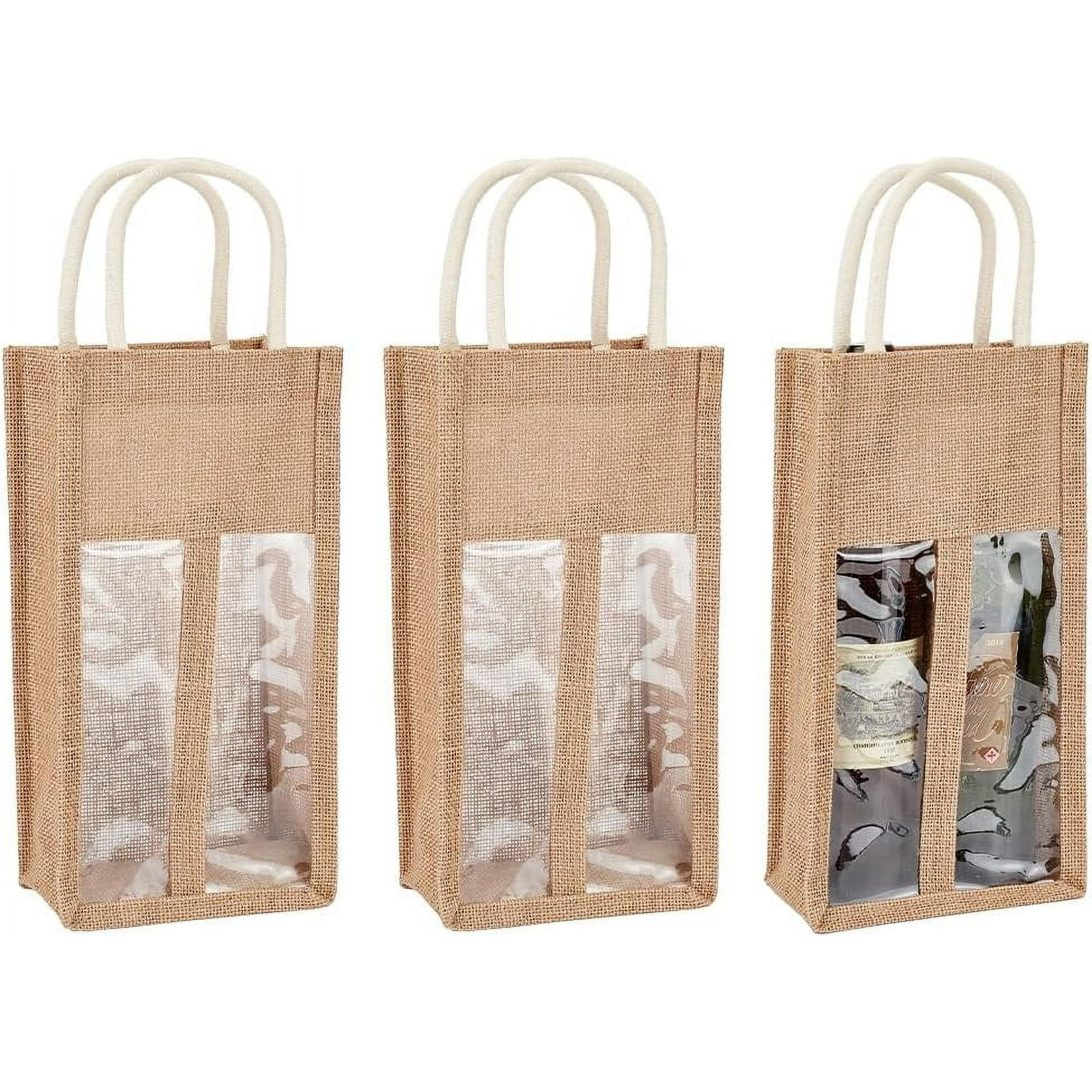 Click here for Nobrand 3 Packs Burlap Wine Bottle Bag Jute Wine T... prices