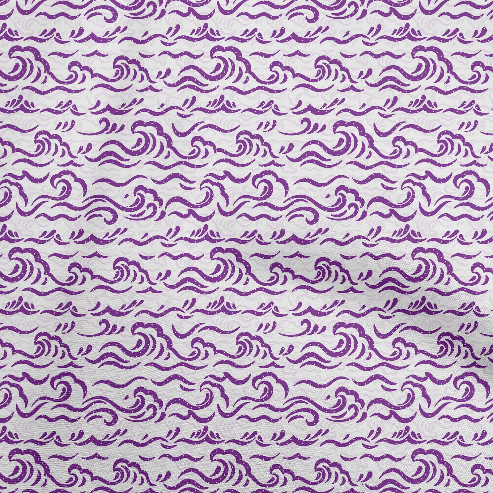 oneOone Velvet Purple Fabric Asian Japanese Wave Sewing Material Print ...