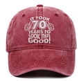 70th birthday gift embroidered baseball cap, pure cotton distressed ...