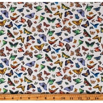 Elizabeth's Studio Butterflies and Moths Cream Large Moths 100% Cotton ...