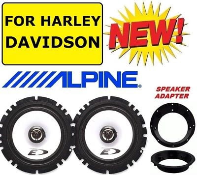 FITS 1996-2013 HARLEY TOURING ALPINE SPEAKER PACKAGE & ADAPTER ...