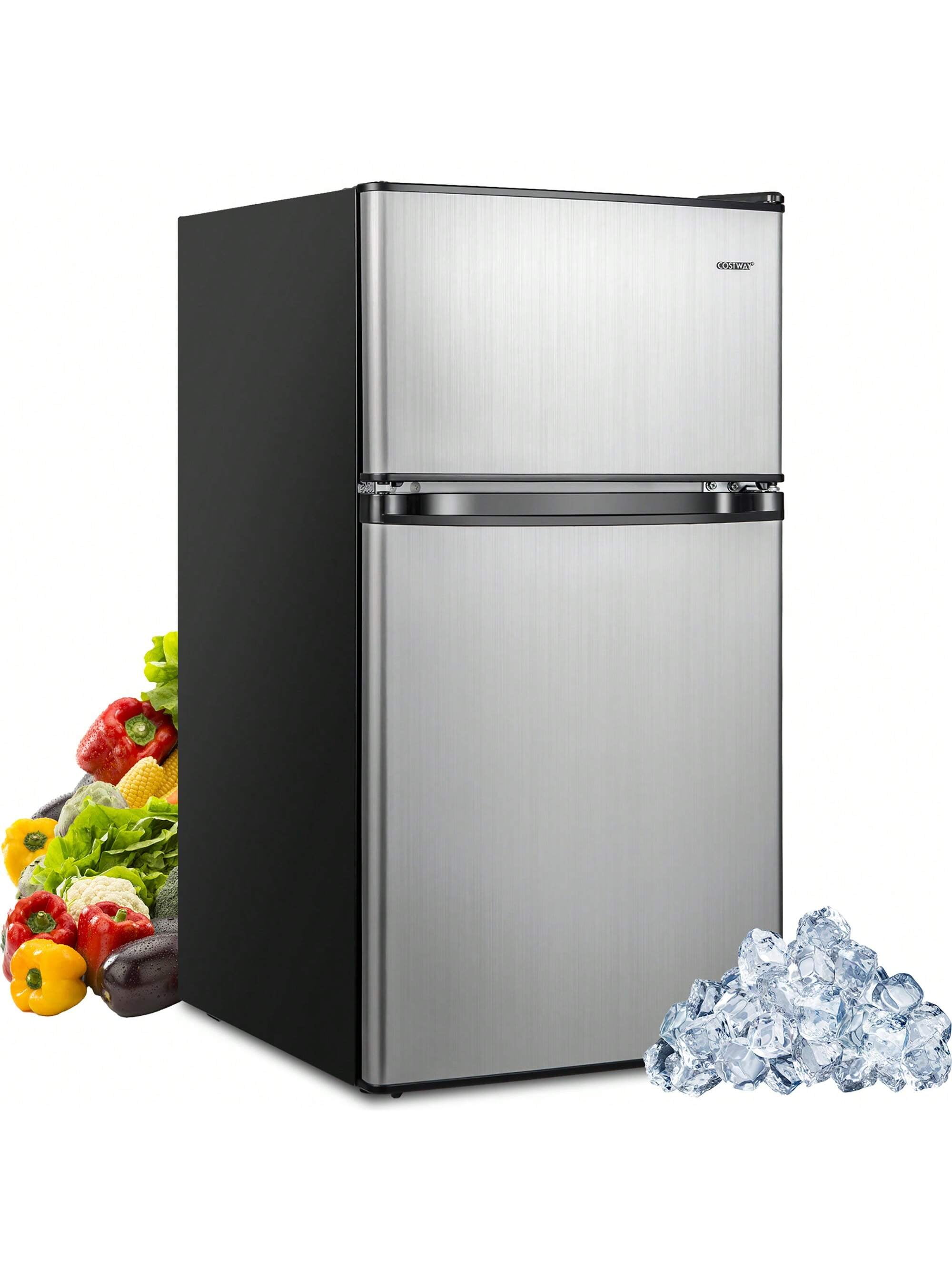3.2 Cu.Ft Mini Refrigerator With Freezer Compact Fridge With 2 ...