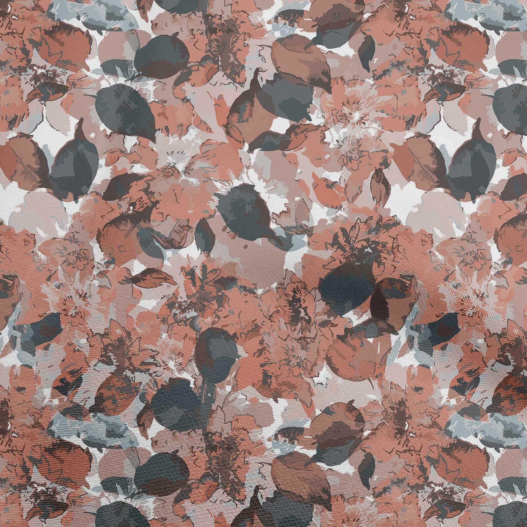 oneOone Velvet Rust Brown Fabric Abstract Floral Sewing Material Print ...