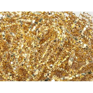 White & Gold Cut / Shredded Paper Gift Box & Basket Crinkle Paper ...