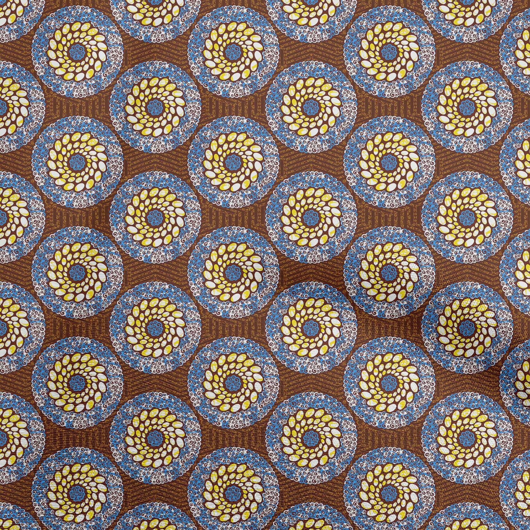 oneOone Silk Tabby Brown Fabric Asian Mandala Fabric For Sewing Printed ...