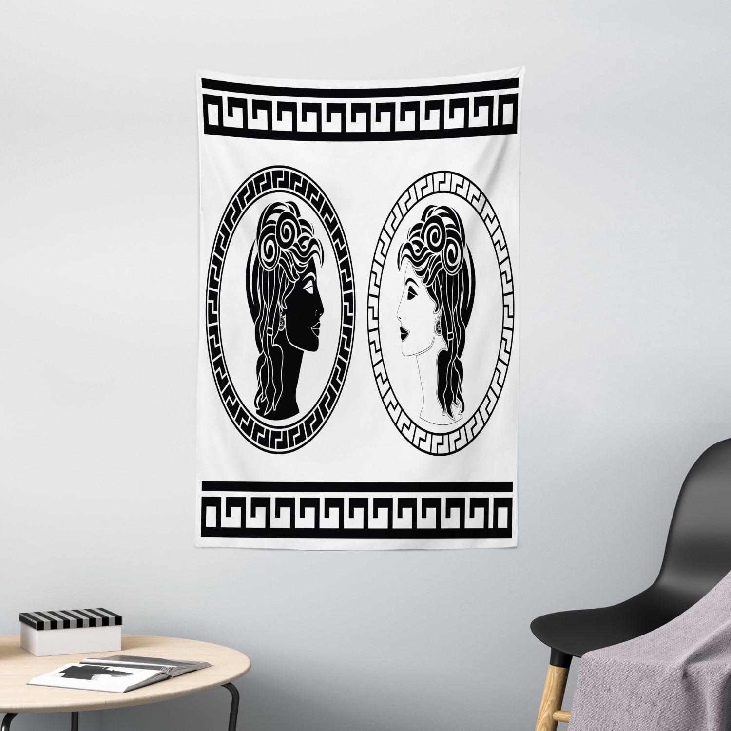 Toga Party Tapestry, Roman Aristocrat Woman Profiles Circular Classical ...