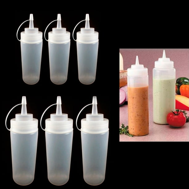 6 Clear Plastic Squeeze Bottle 12Oz Condiment Ketchup Mustard Oil Mayo ...