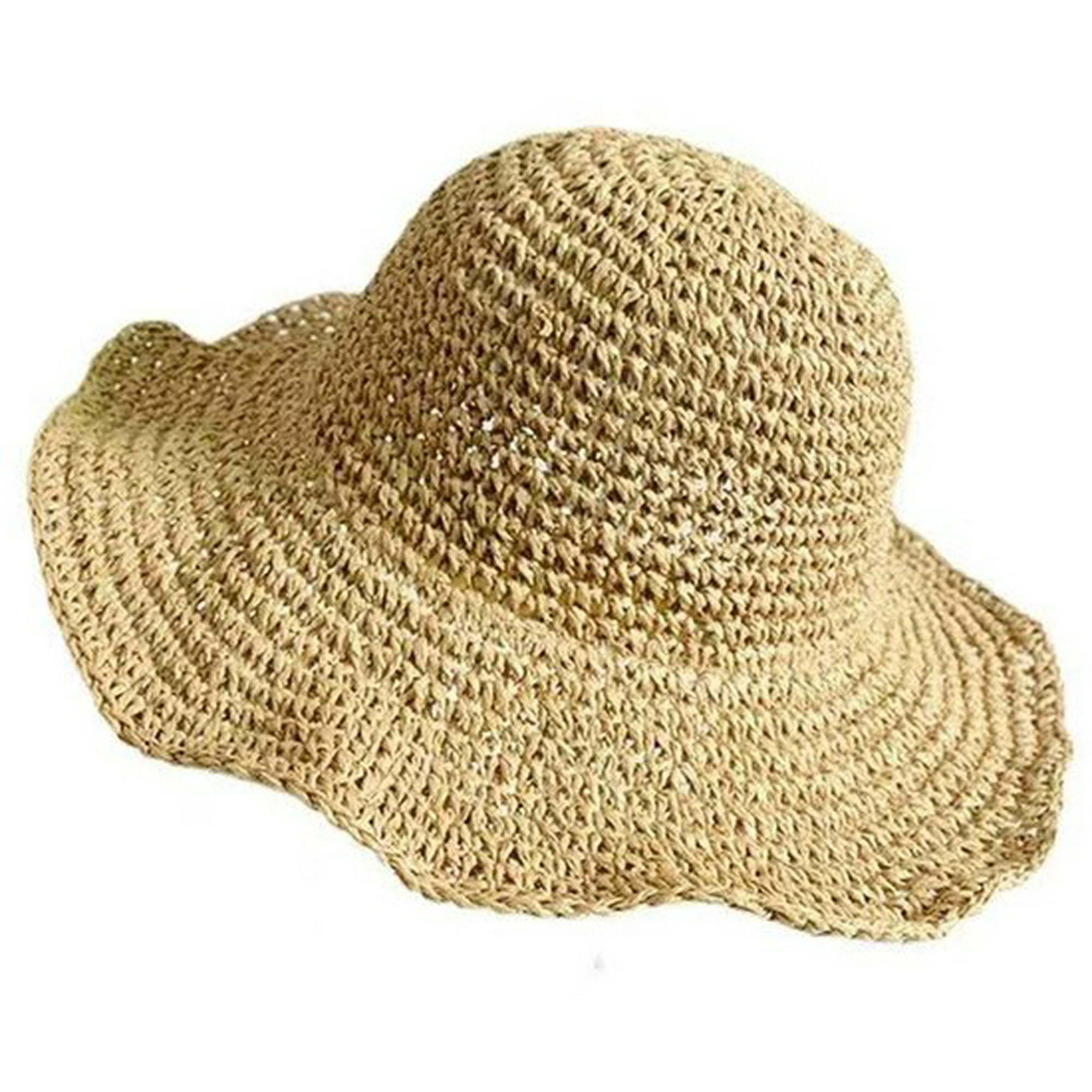 Click here for Unbranded Womens Straw Hat - Foldable Wide Brim Be... prices