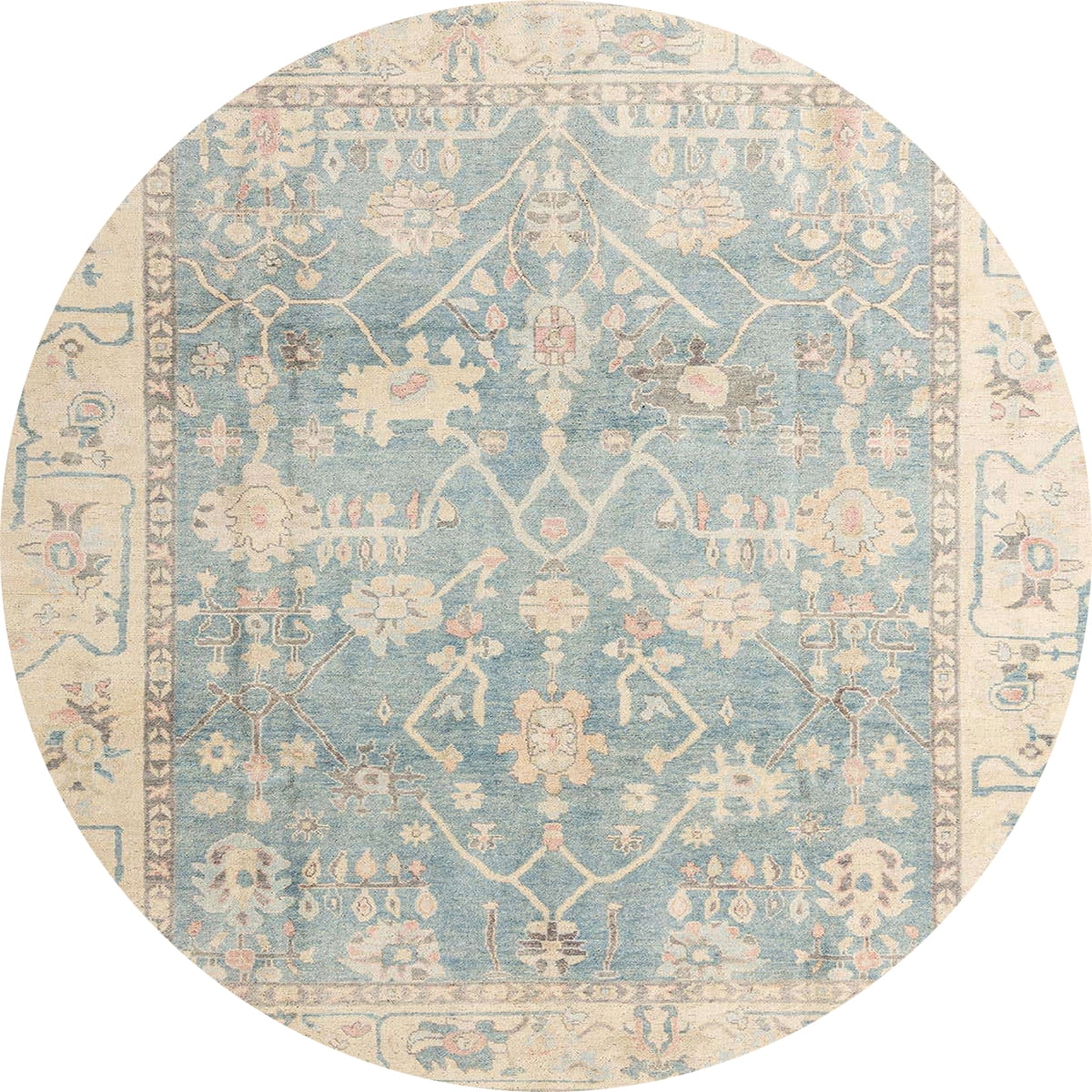 Ahgly Company Indoor Round Abstract Sage Green Oriental Area Rugs, 5 ...