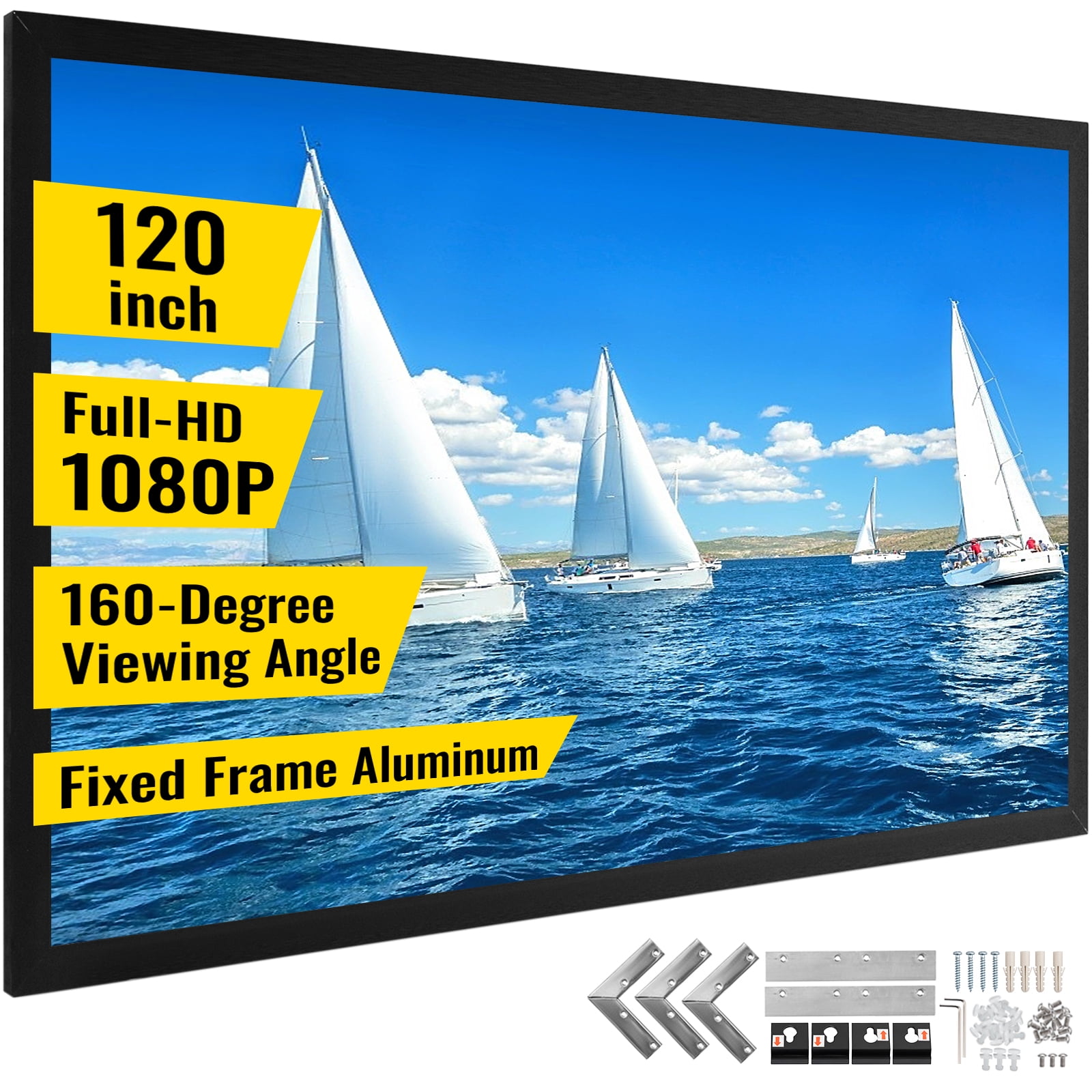 VEVORbrand Projector Screen Fixed Frame 120inch 16:9 4K HD Movie ...