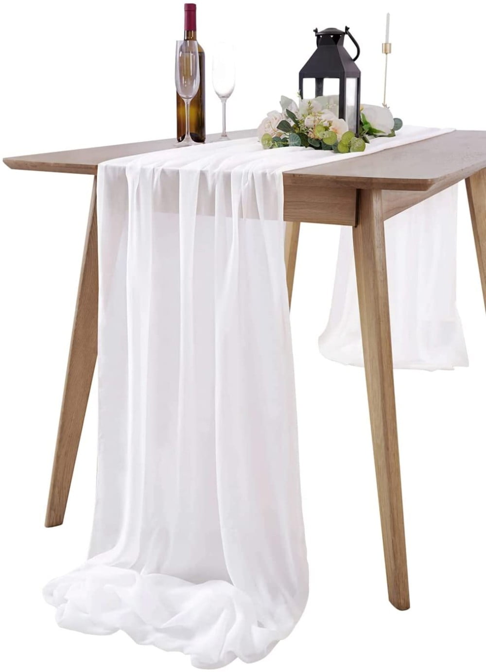 SoarDream White Runner 120 inches White Chiffon Table Runner Overlay ...