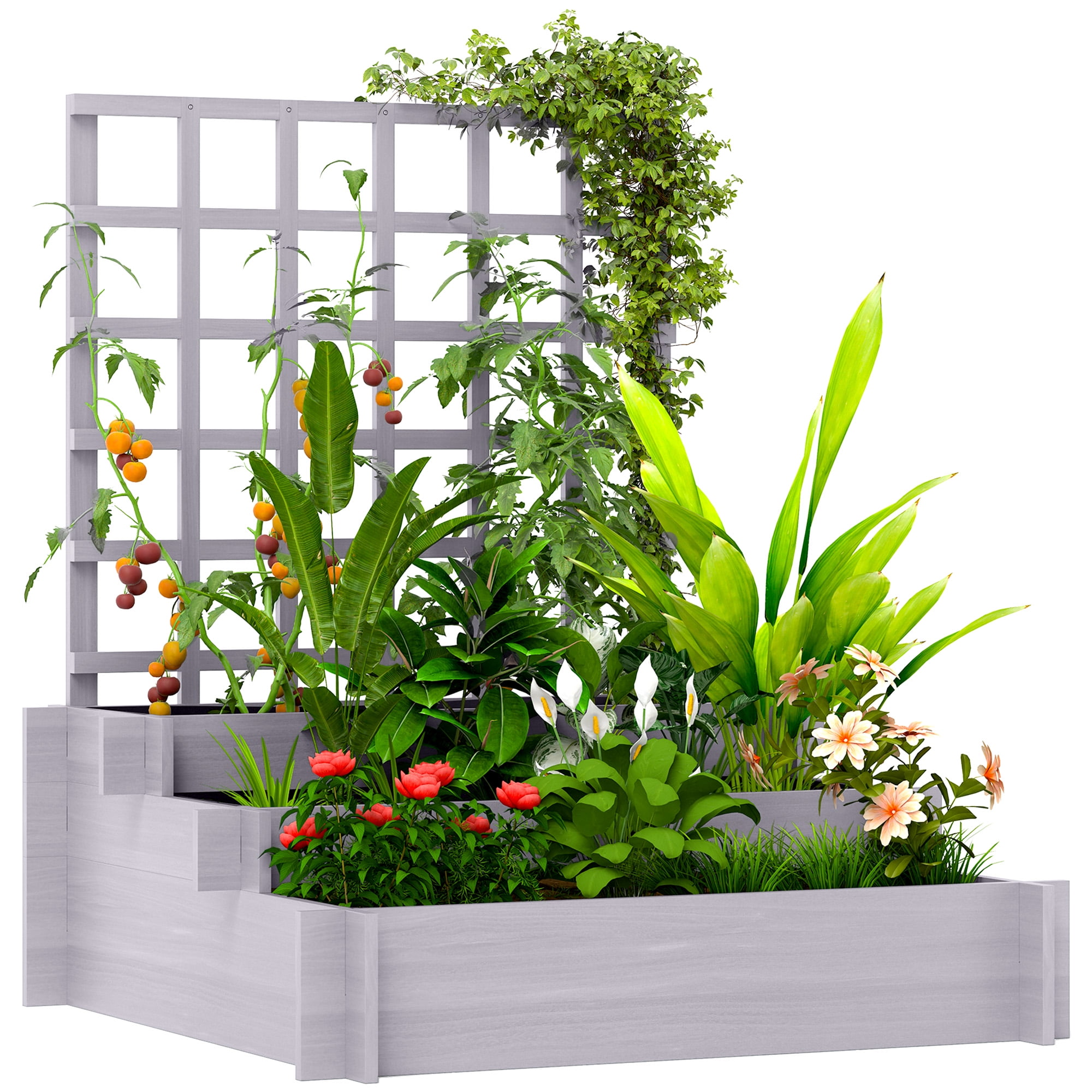 Click here for Outsunny 3 Tier Raised Garden Bed With Trellis For... prices