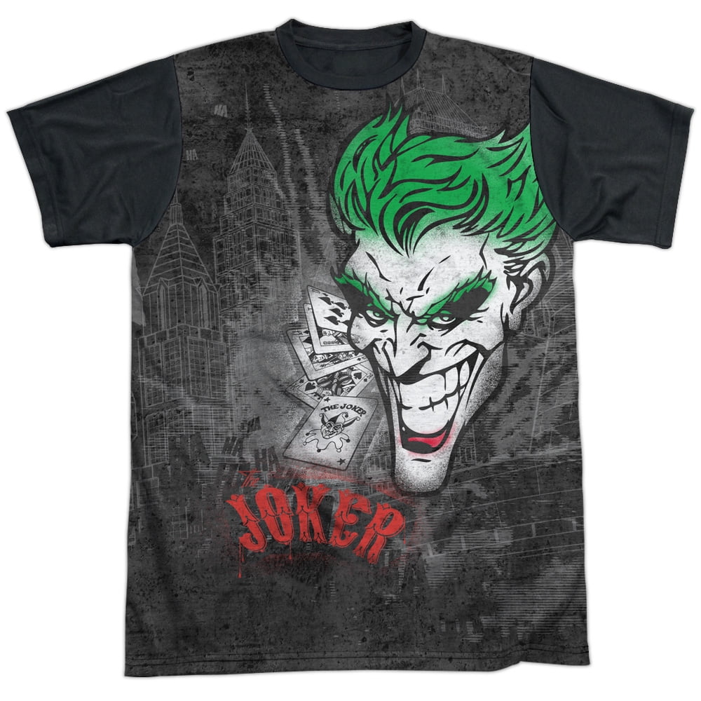 Batman Men's Joker Sprays The City Sublimation T-shirt White - Walmart.com