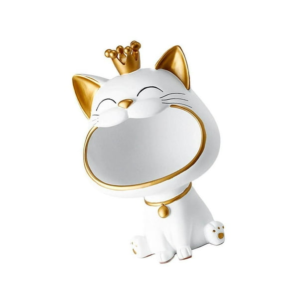 Lucky Cat Statues Feng Shui Figurine Key Decor Cats Animal Sundries ...