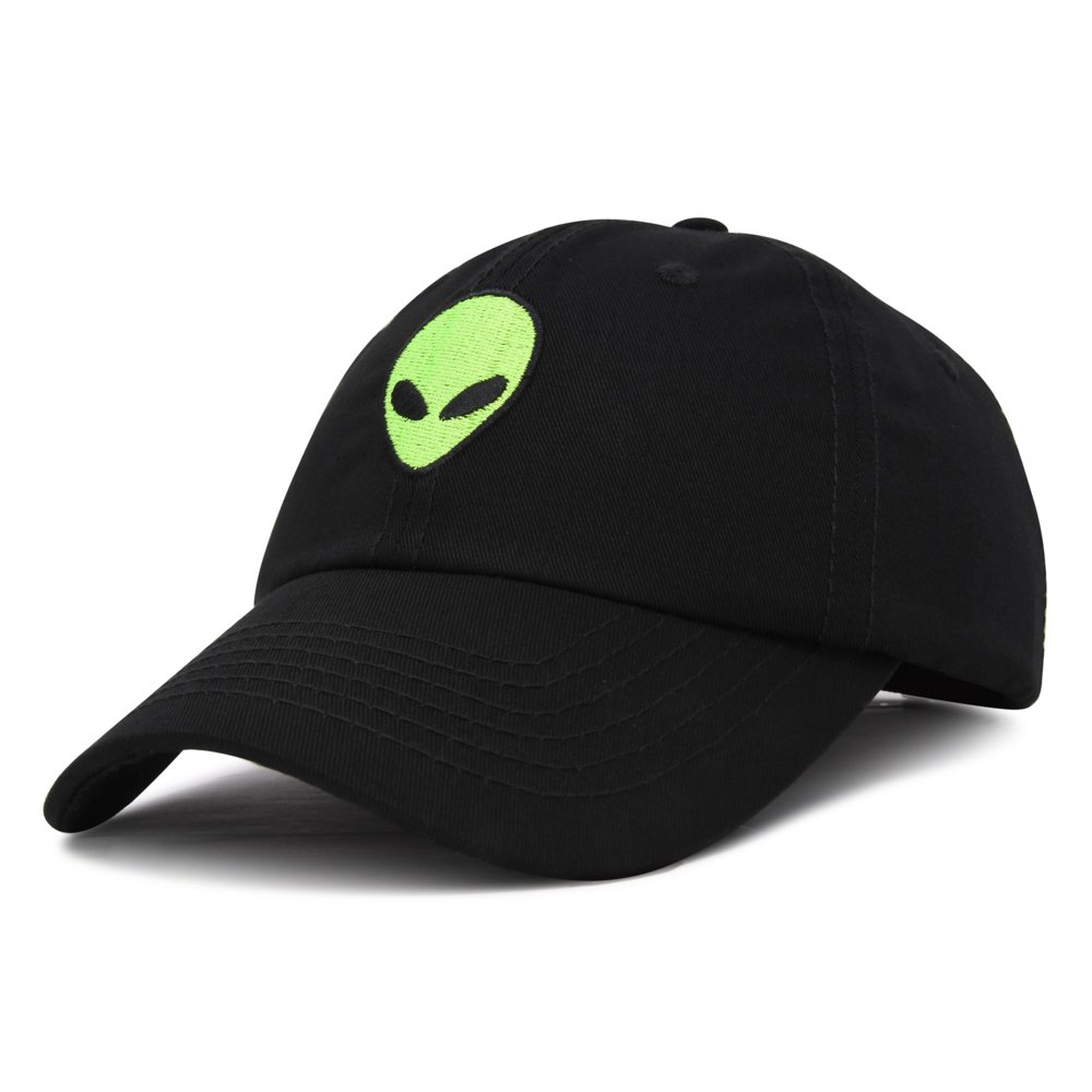 DALIX Alien Head Baseball Cap Mens and Womens Hat in Black Neon Green ...