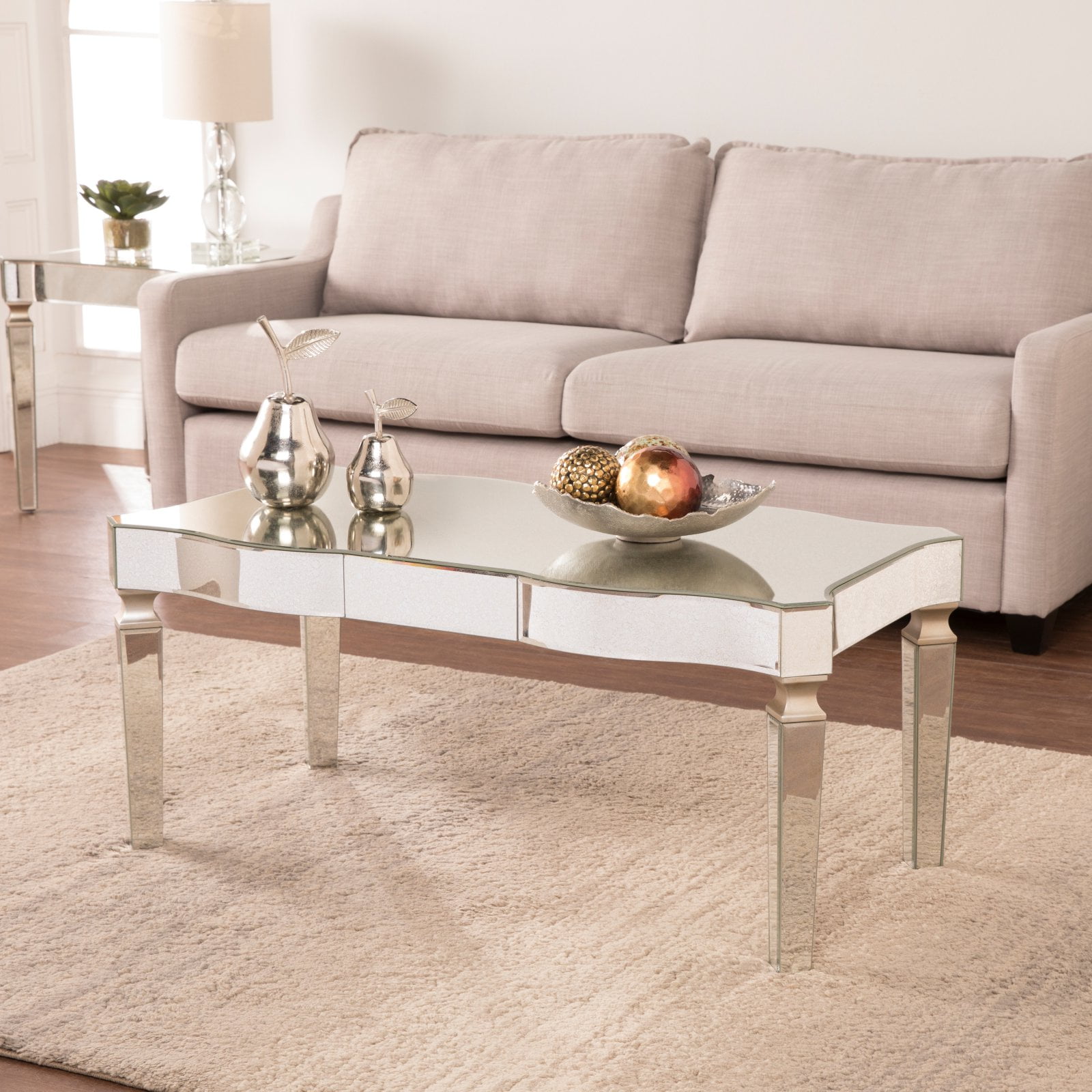 Roubaix Antique Mirrored Cocktail Table - Glam Style - Walmart.com
