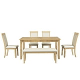 Churanty Rustic Solid Wood Table Dining Set for 6, Rectangular Kitchen ...