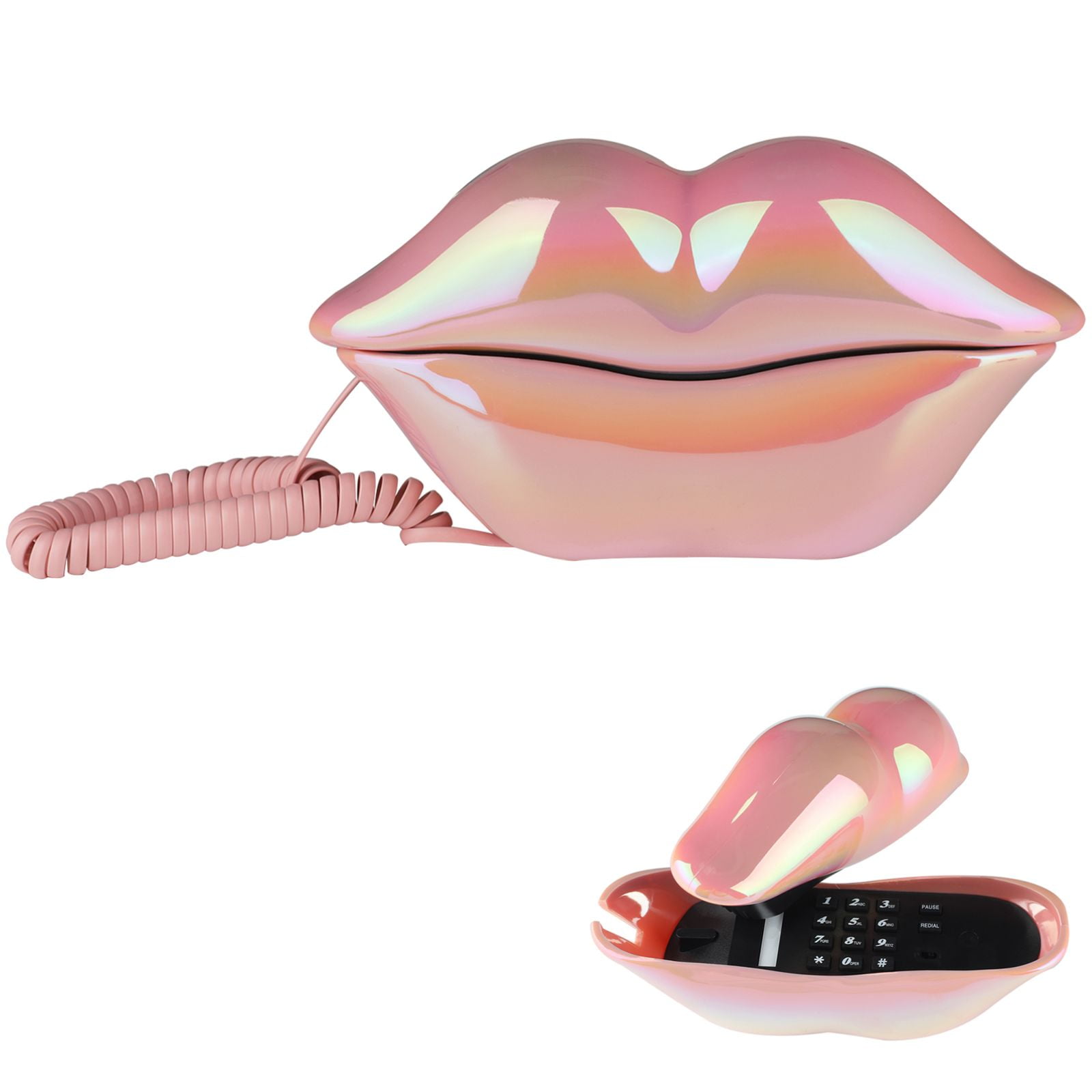 Lip-Shaped Telephone, Corded Landline Phone, Retro Pink Lip Wired Phone ...