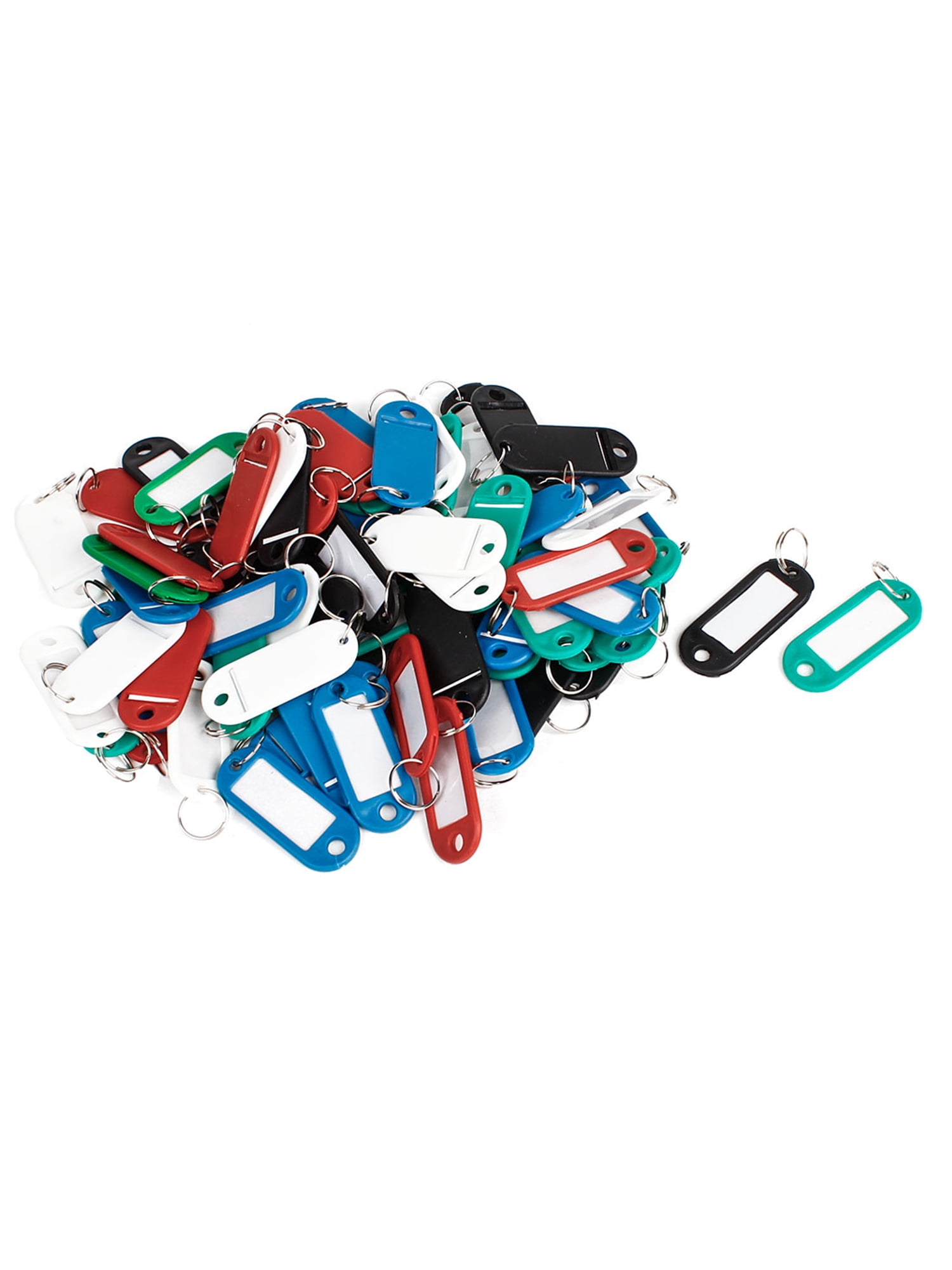 80 x Plastic Holder Key ID Tags Name Card Labels Keyring Keychain ...