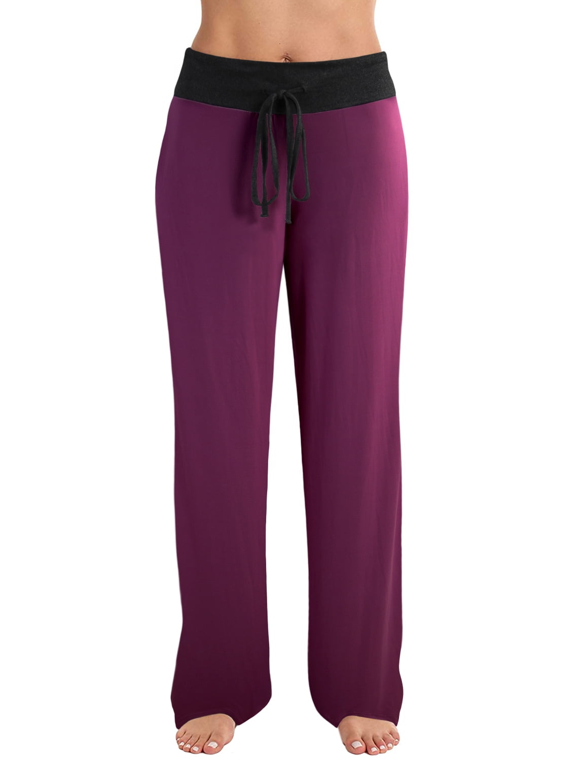 Doublju Women's High Waist Casual Drawstring Wide Leg Pajama Pants ...