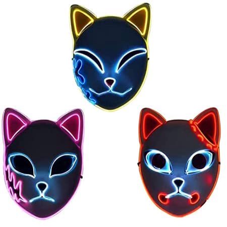 Demon Slayer Mask,LED Cosplay,Halloween Mask,Masquerade，Easy to Put on ...