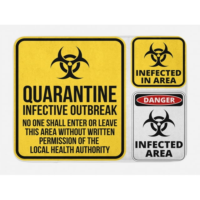 Zombie Bath Mat, Danger Caution Signs Quarantine Infective Area ...