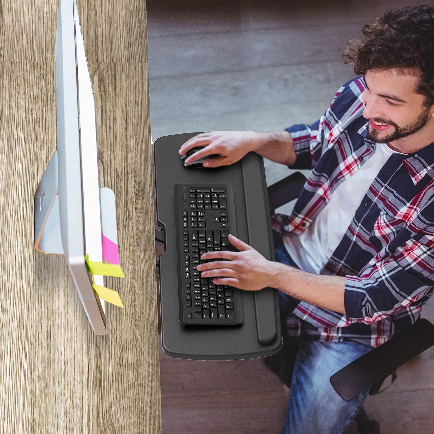 Keyboard Tray Under Desk, 360 Adjustable Ergonomic Sliding Keyboard ...