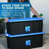 HART 40 Gallon Heavy Duty Latching Plastic Storage Bin Container, Black ...