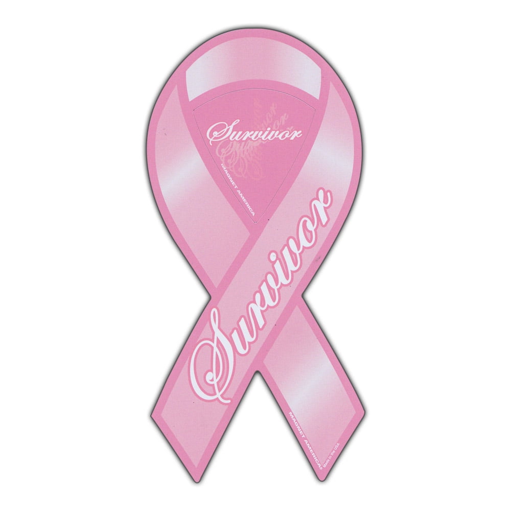 Magnetic Bumper Sticker - Breast Cancer Survivor - Pink Ribbon Shaped ...